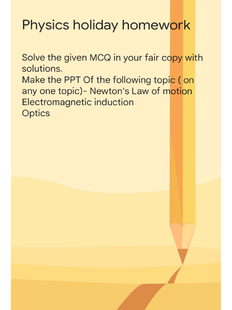 physics holiday homework | PDF