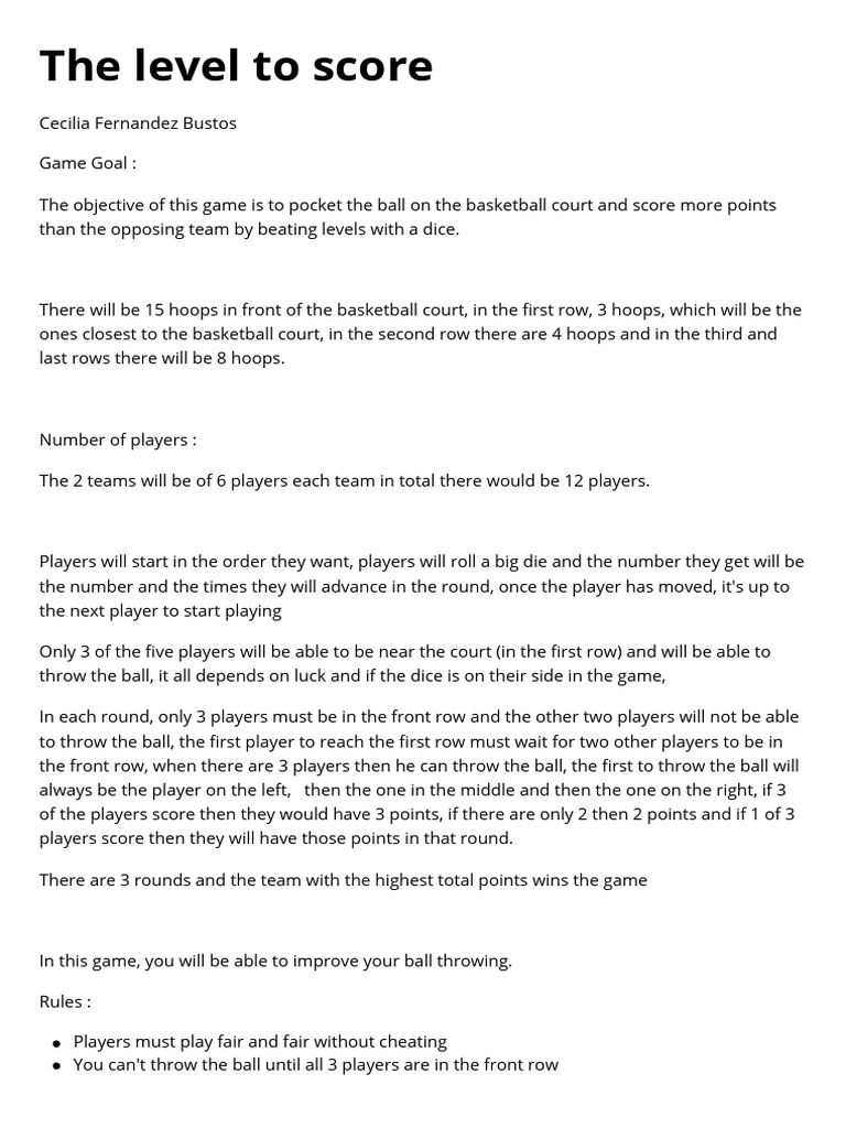 Basketball Dice Game Rules and Scoring | PDF
