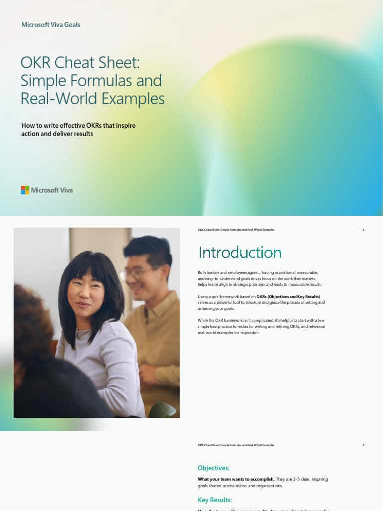 Microsoft Viva Goals OKR Cheatsheet With Examples | PDF | Business