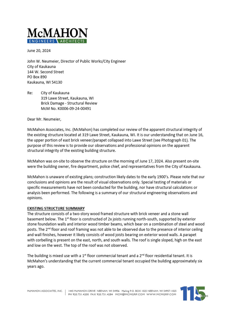 McMahon Inspection Report - 319 Lawe ST, Kaukauna - Media | PDF ...