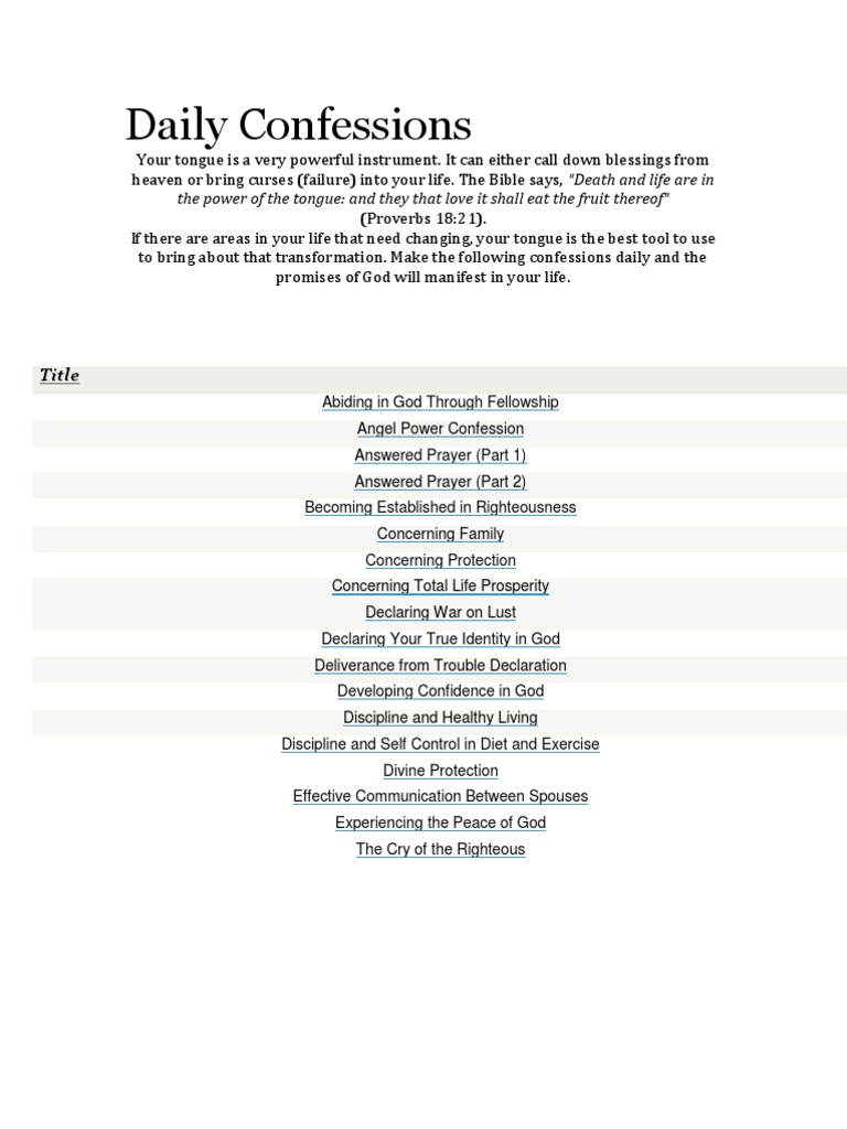 Daily Confessions: The Power of The Tongue: and They That Love It Shall ...