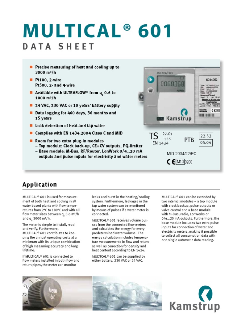 Multical 601 Data Sheet | PDF | Measuring Instrument | Flow Measurement