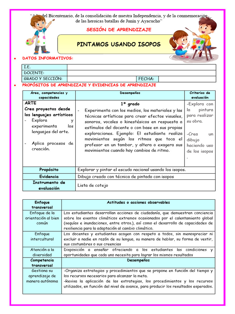 1º U4 s2 Sesion d5 Arte Pintamos Usando Isopos | PDF | Evaluación ...