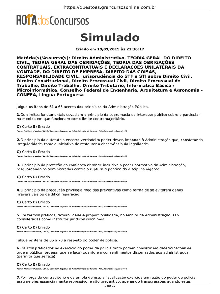 Simulado-3922593 - 2019-09-19 21 - 36 - 16 | PDF | Poder Policial (Lei Constitucional dos ...