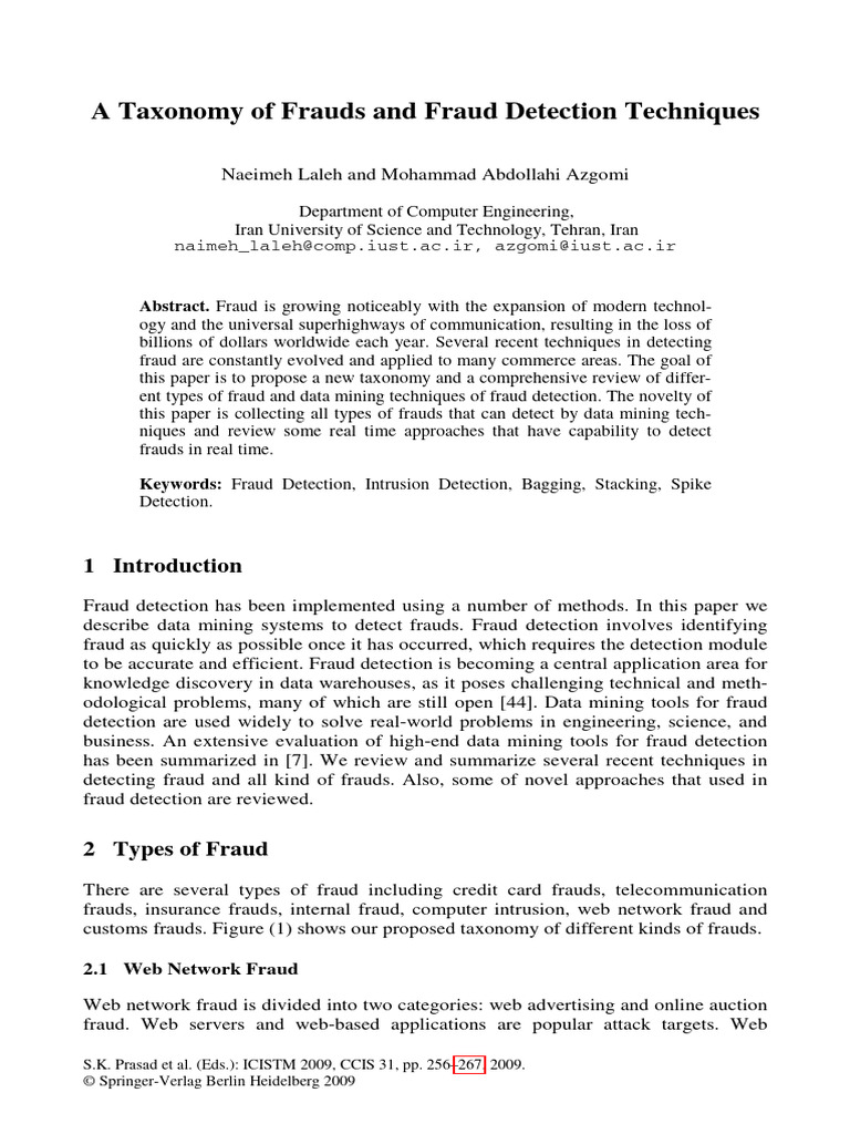 Taxonomy of Fraud Detection Techniques | PDF | Statistical ...