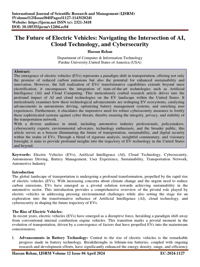 The Future of Electric Vehicles Navigating The Intersection of AI, Cloud Technology, and ...