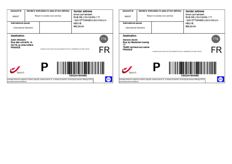 Bpost-Label - 2024-05-10T120324631 | PDF