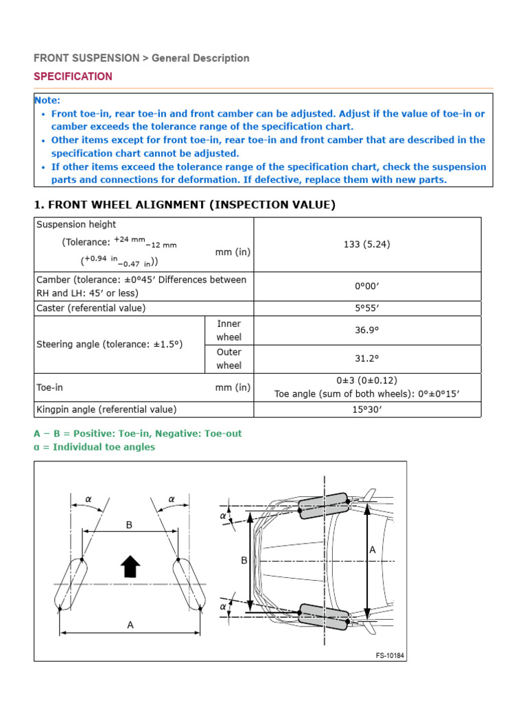 Alignment Specifications | PDF | Wheel | Transport Economics