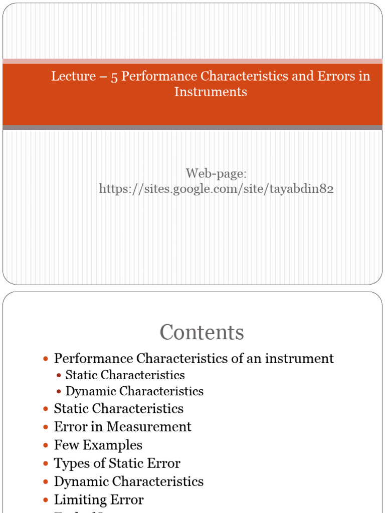 Lecture (5 - 6) Instruments Performance and Errors | PDF | Capacitance | Observational Error