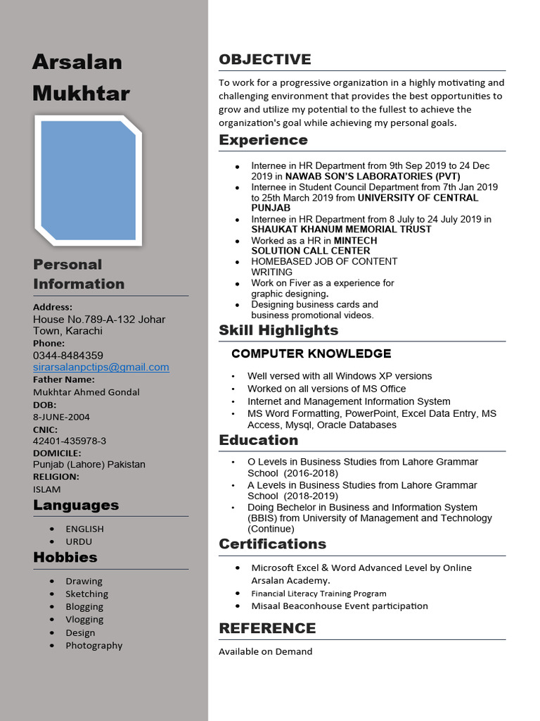 CV Format For Job | PDF | Information Technology | Software
