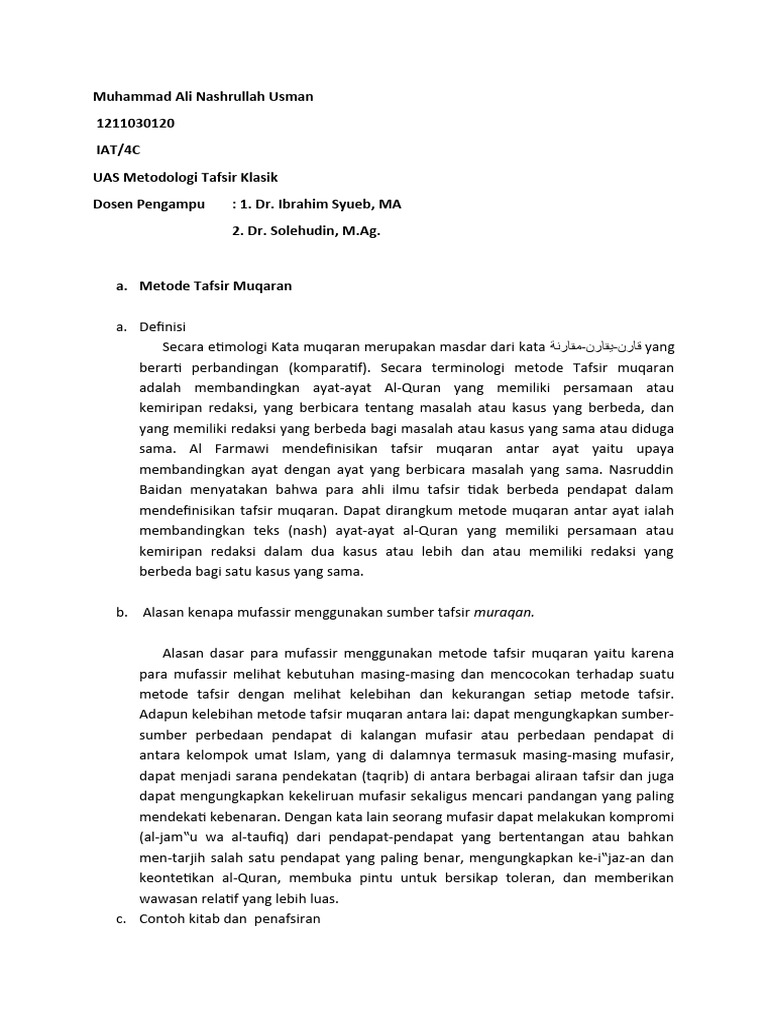 Metodologi Tafsir Klasik | PDF | Agama & Spiritualitas