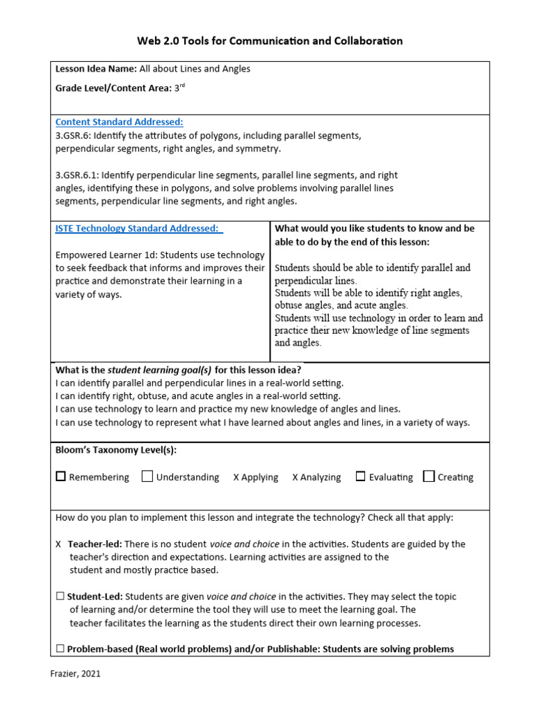 Web 2.0 Communcation and CollaborationTools) LESSON IDEA TEMPLATE | PDF ...