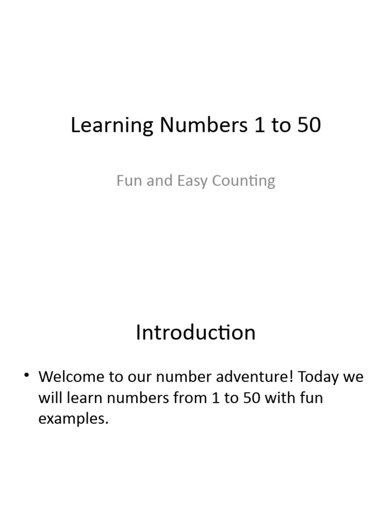 Learning Numbers 1 To 50 | PDF