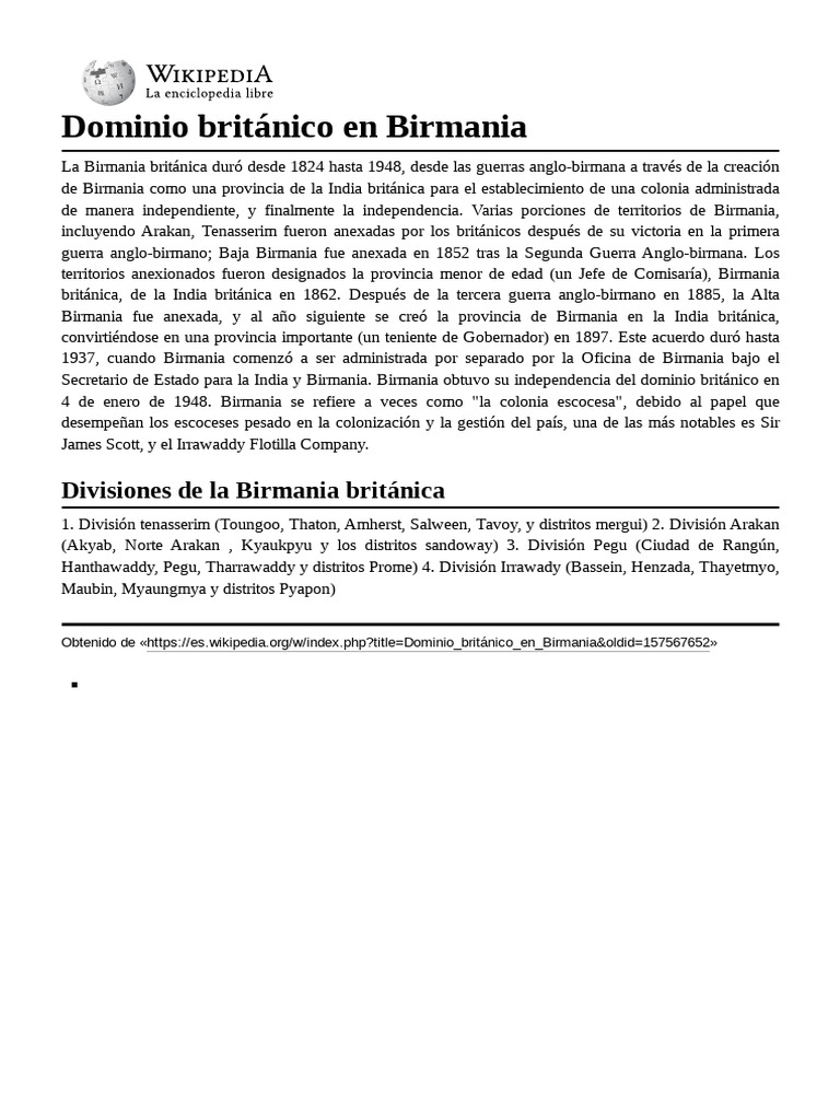 Dominio Británico en Birmania | PDF