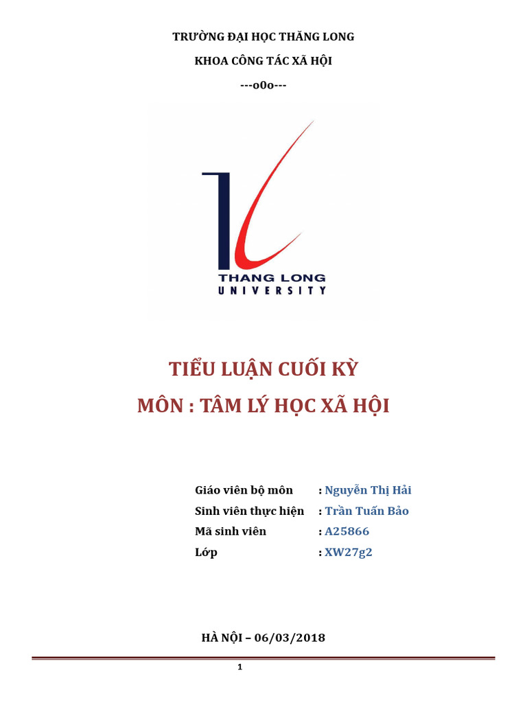 Tiu Lun Cui K Mon Tam Ly HC Xa Hi | PDF