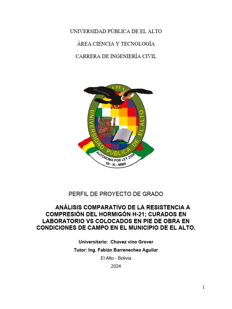 Perfil de Proyecto de Grado | PDF | Hormigón | Cemento