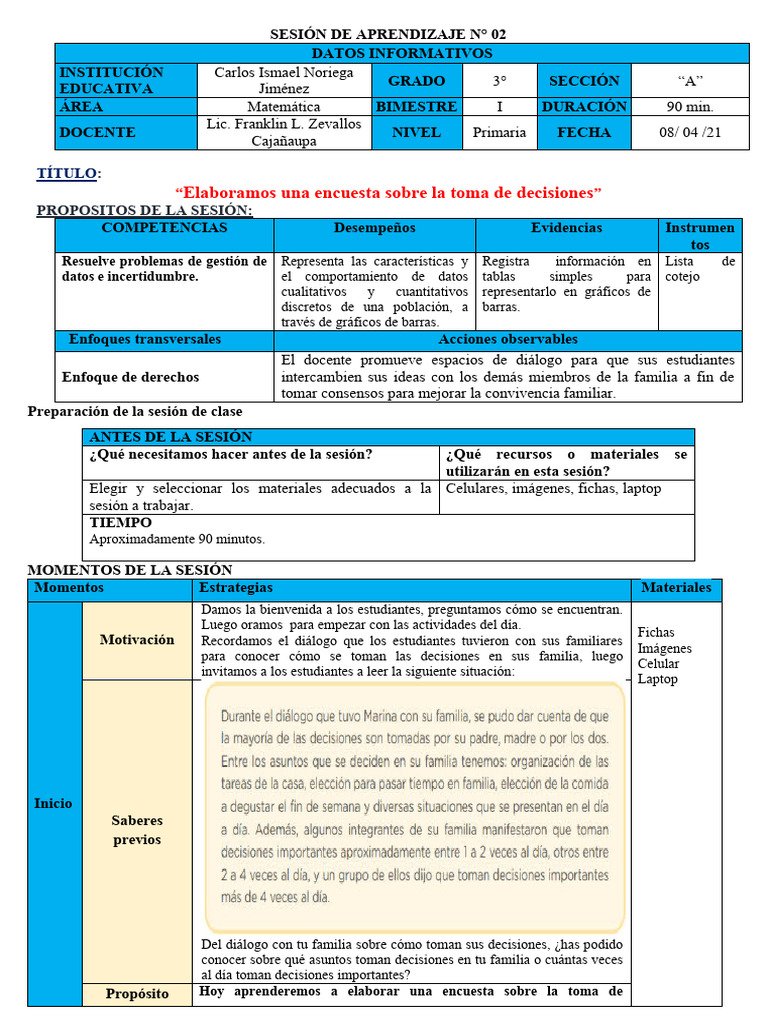 SESIÓN DE APRENDIZAJE 3 | PDF | Science