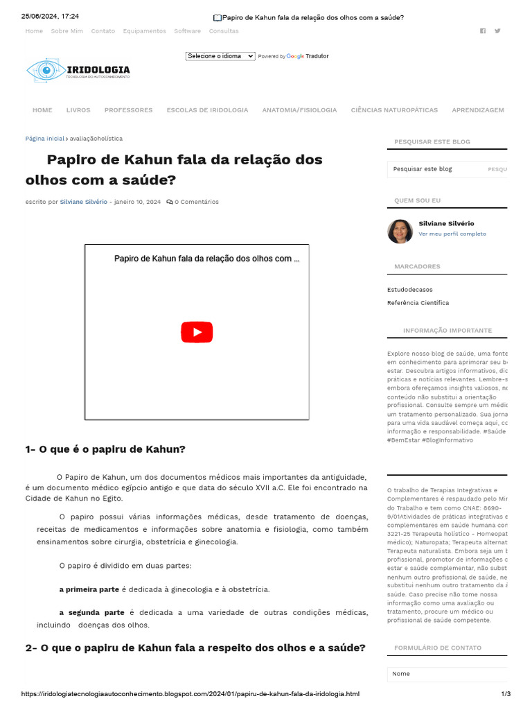 Relação dos Olhos e Saúde no Papiro Kahun | PDF | Olho | Medicina Clínica
