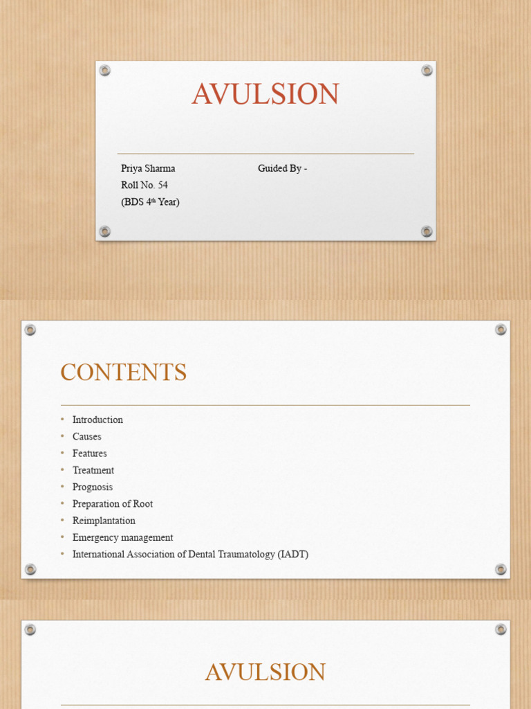 AVULSION | PDF | Human Tooth | Dental Anatomy