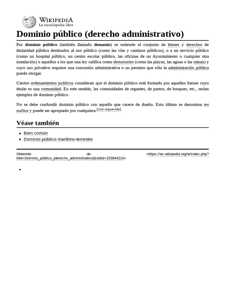 Dominio Público (Derecho Administrativo) | PDF