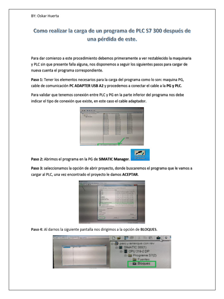 Como Realizar La Carga de Un Programa de PLC S7 300 Después de Una Pérdida de Este | PDF ...