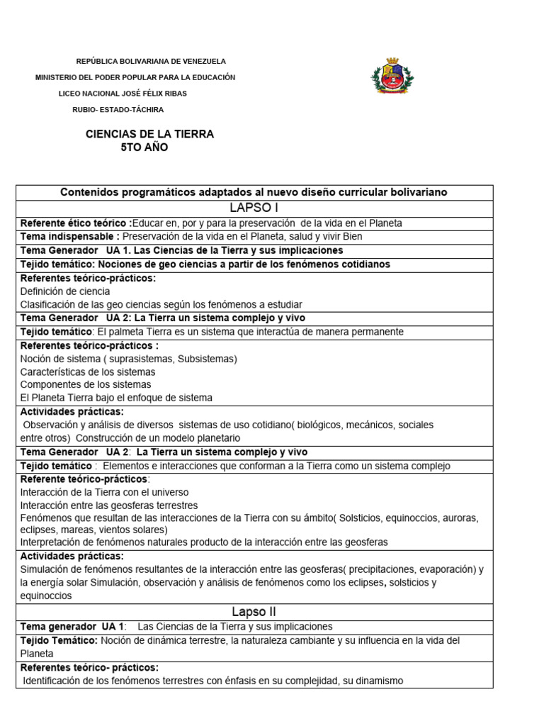 Ciencias de La Tierra 5to Año | PDF | Geología | Tierra