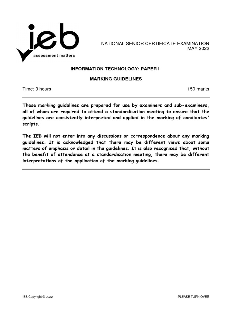 Information Technology P1 Memo May 2022 | PDF | Constructor (Object Oriented Programming ...