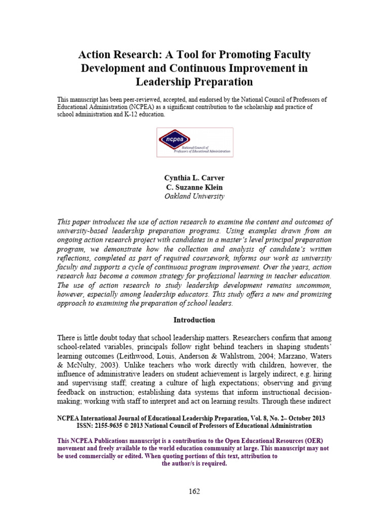 Action Research A Tool For Promoting Faculty Development and Continuous Improvement in ...