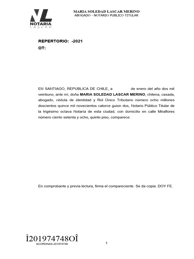 FORMATO ESCRITURA NOTARIA LASCAR | PDF