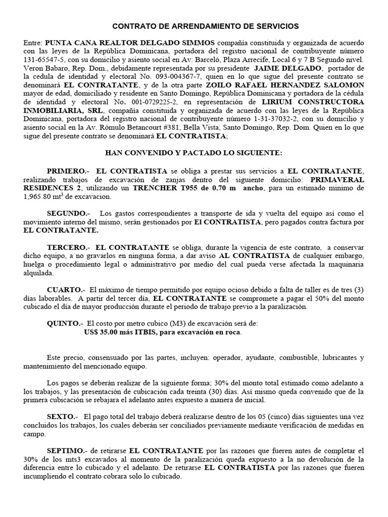 Contrato para Servicios Constructoras | PDF | Derecho