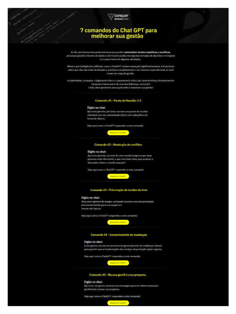 Conquer - (Checklist) 7 Comandos Do ChatGPT | PDF