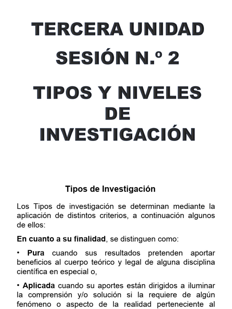 Sesión N.° 02 - U3 - Tipos y Niveles de Investigación | Descargar gratis PDF | Observación | Science