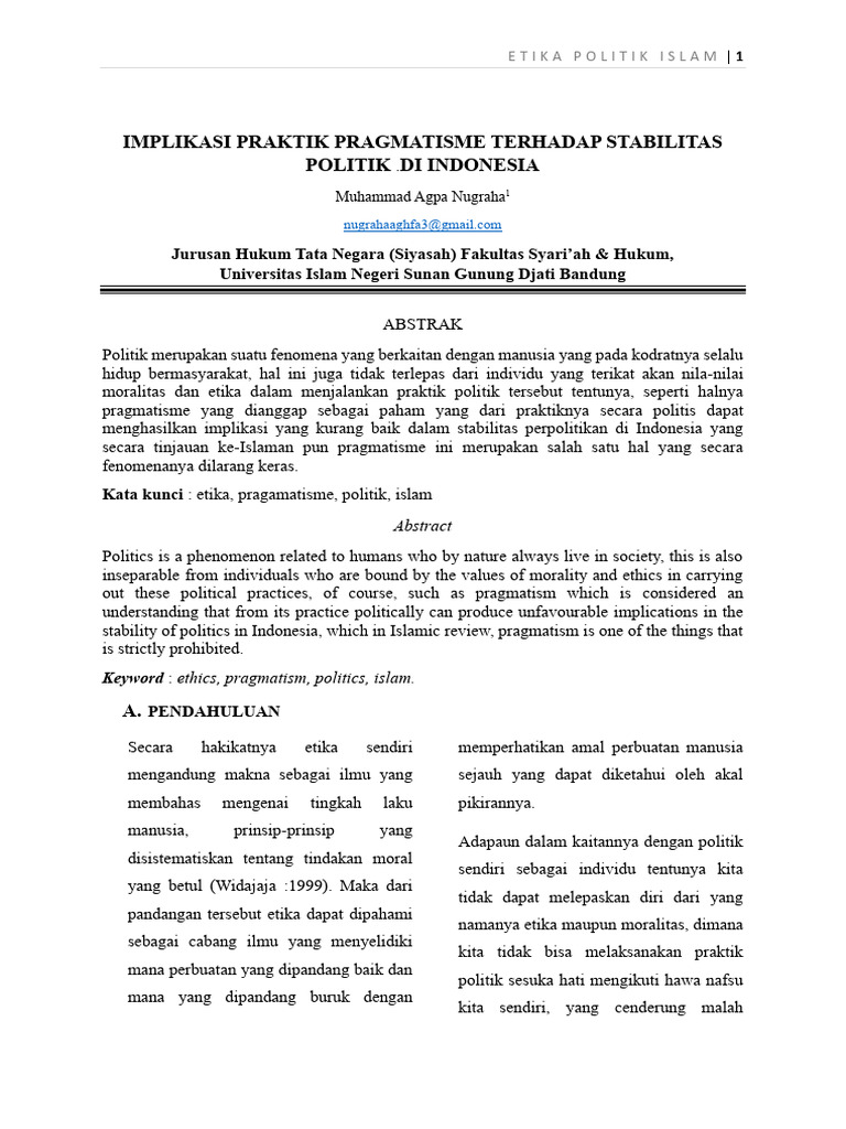 Implikasi Pragmatisme dalam Politik Islam | PDF