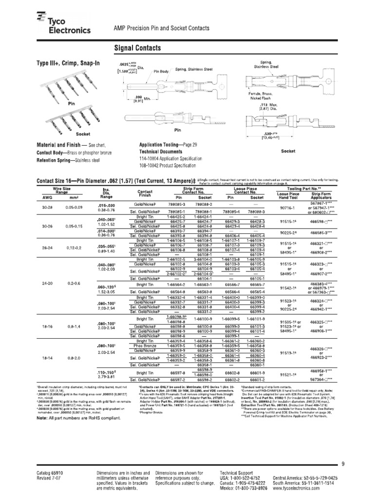 Amp Pin and Sockets | PDF