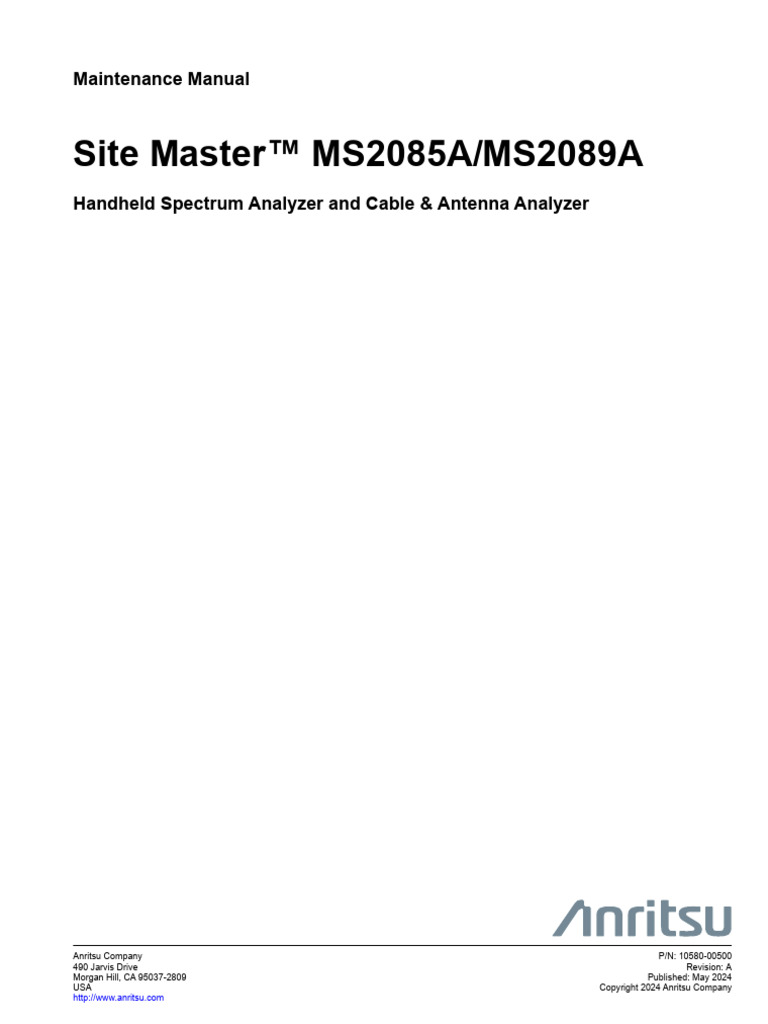 Site Master MS2085A-MS2089A | PDF | Electronic Engineering | Computer Engineering