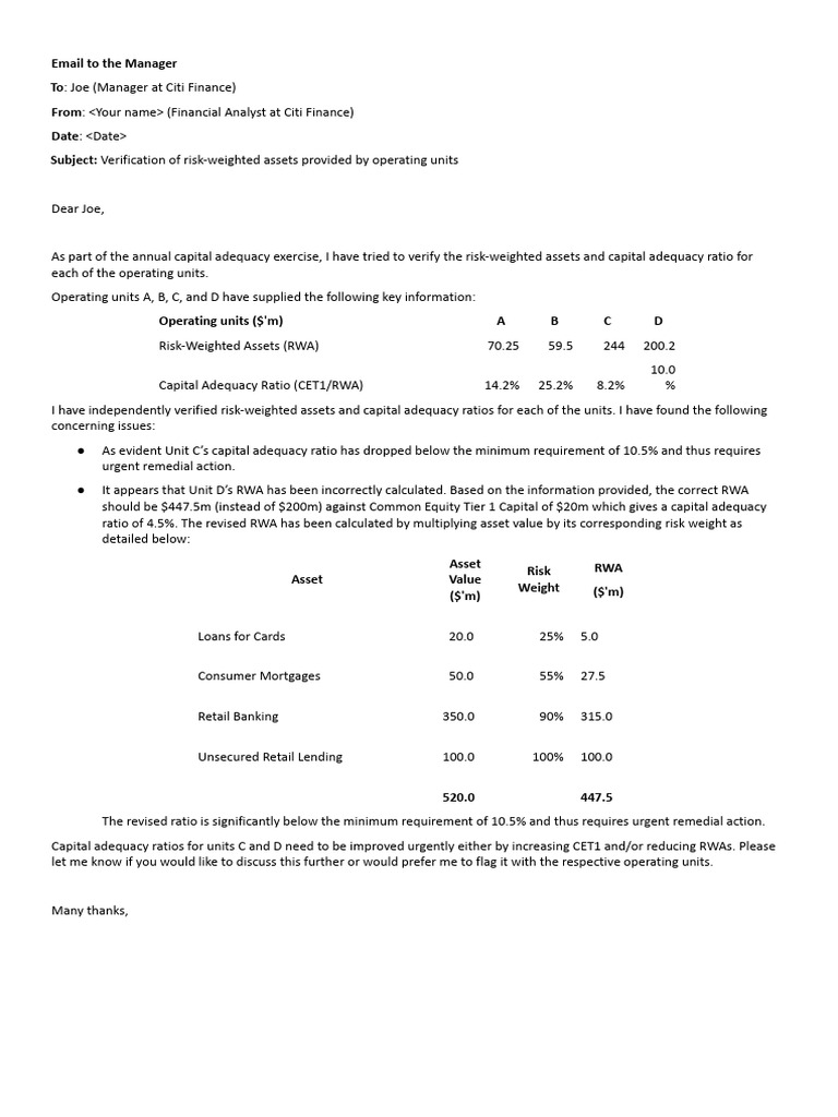 Task 2 Example Answer | Download Free PDF | Capital Requirement | Capital Adequacy Ratio