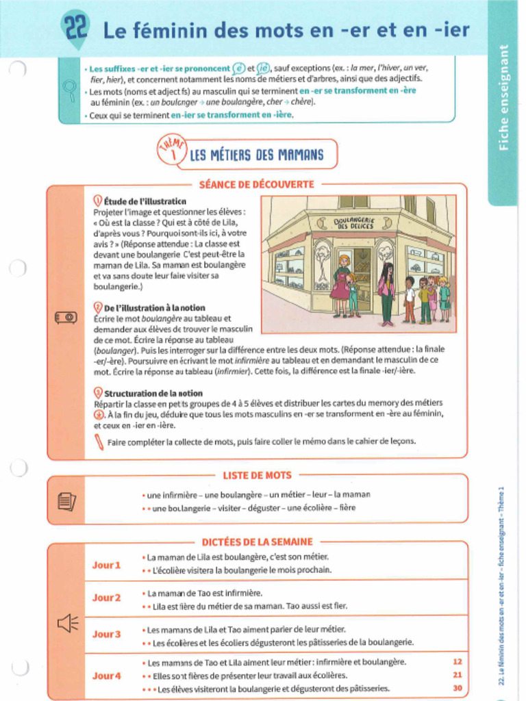 Graphemo Le Féminin Des Mots en - Er Et en - Ier | PDF