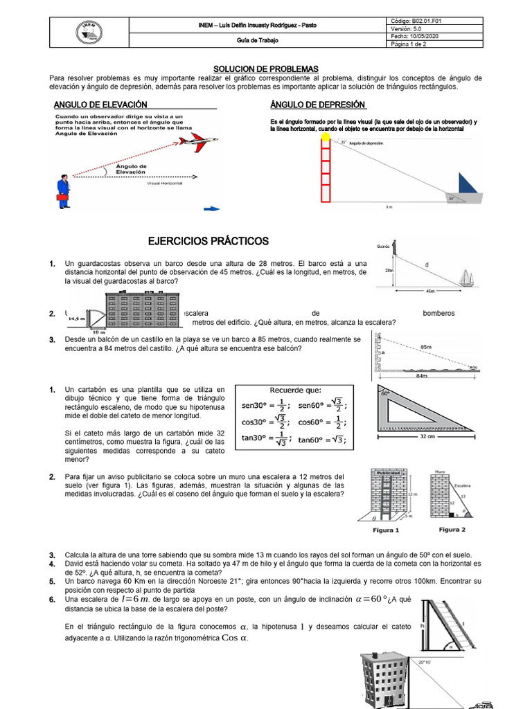taller problemas triangulos | PDF | Triángulo | Geometría Elemental