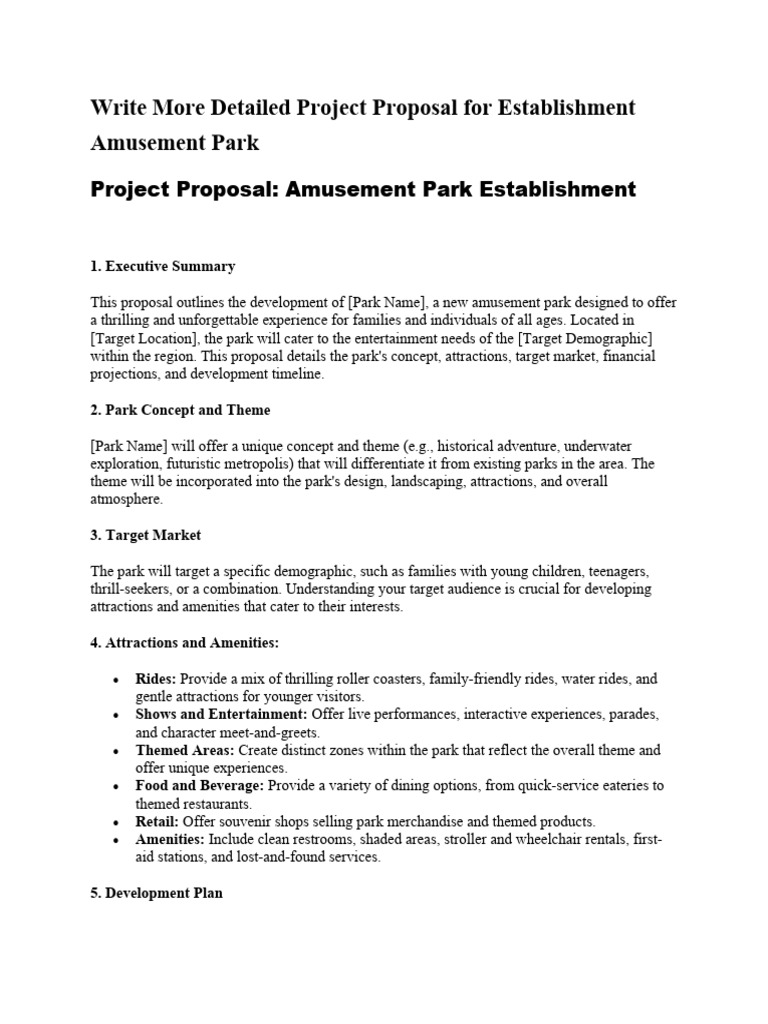 Amusement Park Project Proposal Overview | PDF | Marketing | Target ...