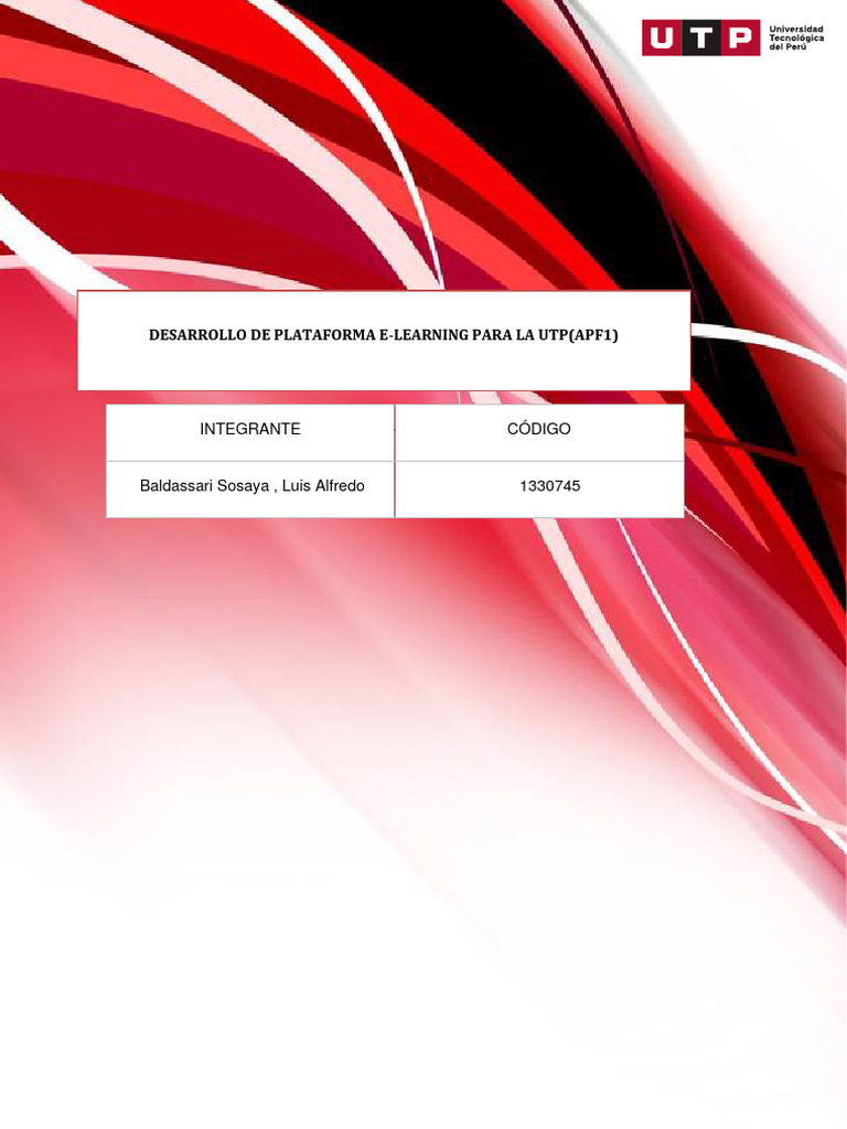 UTP Gestion de Proyectos - Avance Proyecto Final 1 | PDF | Calidad (comercial) | Enseñando