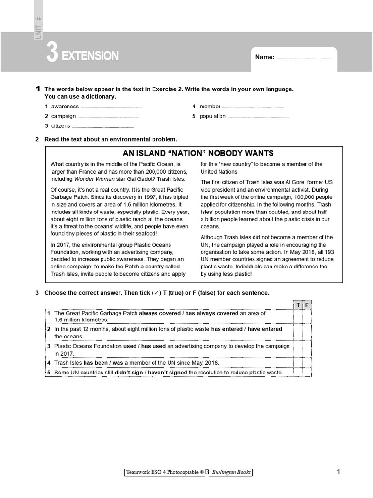 03teamwork4 Extension Unit3 | PDF | Linguistics