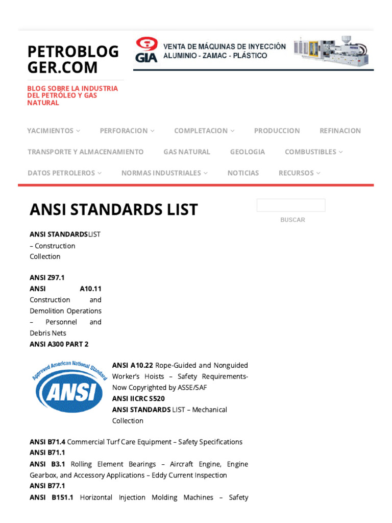 Ansi Standards List | PDF | Chemical Compounds | Chemical Substances