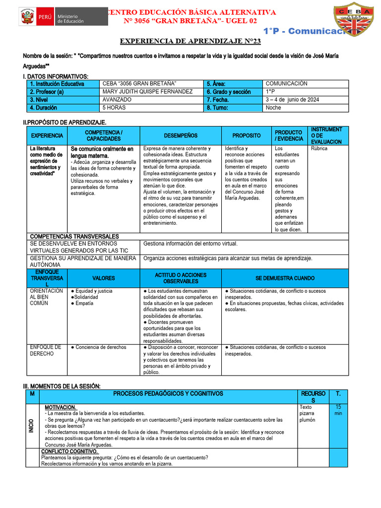 sesion EBA LUNES 3 DE JUNIO | Descargar gratis PDF | Evaluación | Aprendizaje