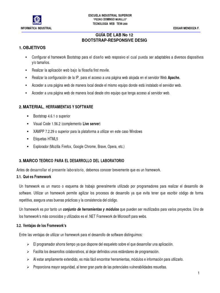 TEW-200 GUIA No 12 BOOTSTRAP RESPONSIVE V2 | PDF | Bootstrap (marco frontal) | Software