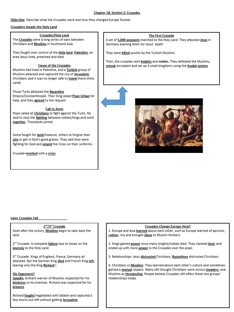 Chapter 18 Section 2 Crusades Completed2 | PDF | Crusades | Middle Ages