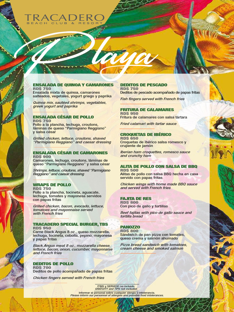 Beach Menu | PDF | Papas fritas | ensalada