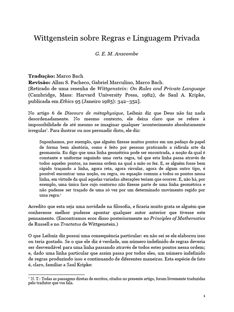 Wittgenstein: Regras e Linguagem Privada | PDF | Ludwig Wittgenstein ...