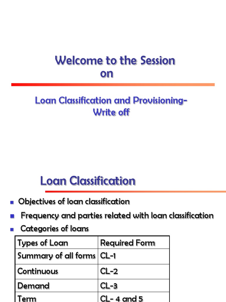 Classification of Loan and Write Off | PDF