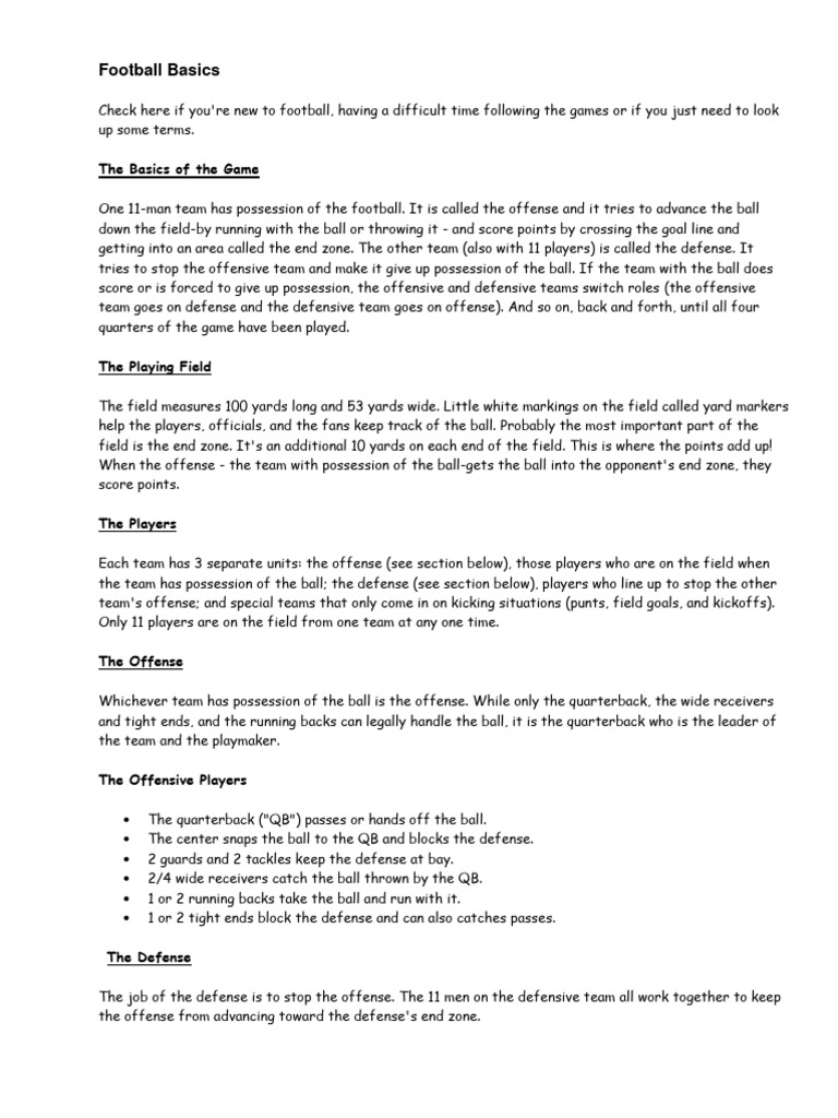 Football Basics | PDF | Gridiron Football | Quarterback
