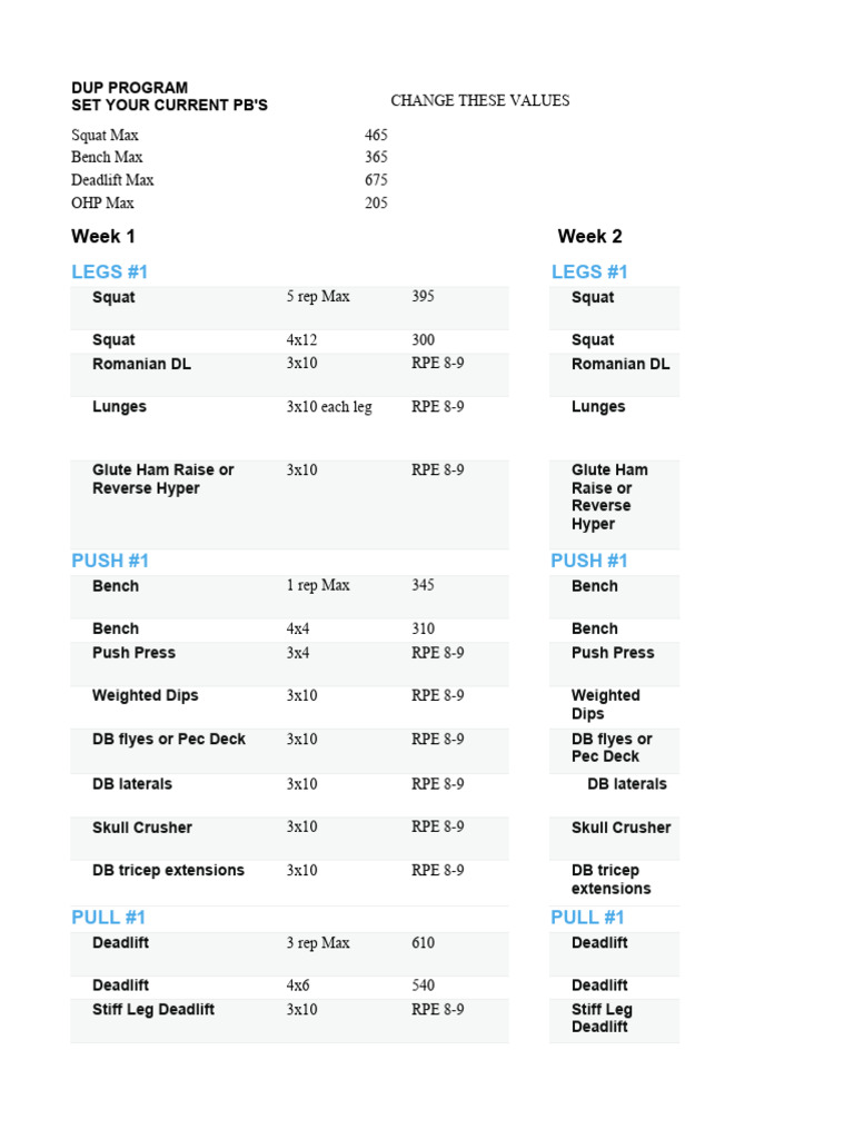 David Laid DUP Workout Program PDF | PDF | Individual Sports ...